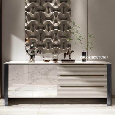 木轻奢风实岩玄关后柜XPG现代简约板储物斗柜入户门客厅隔断收纳