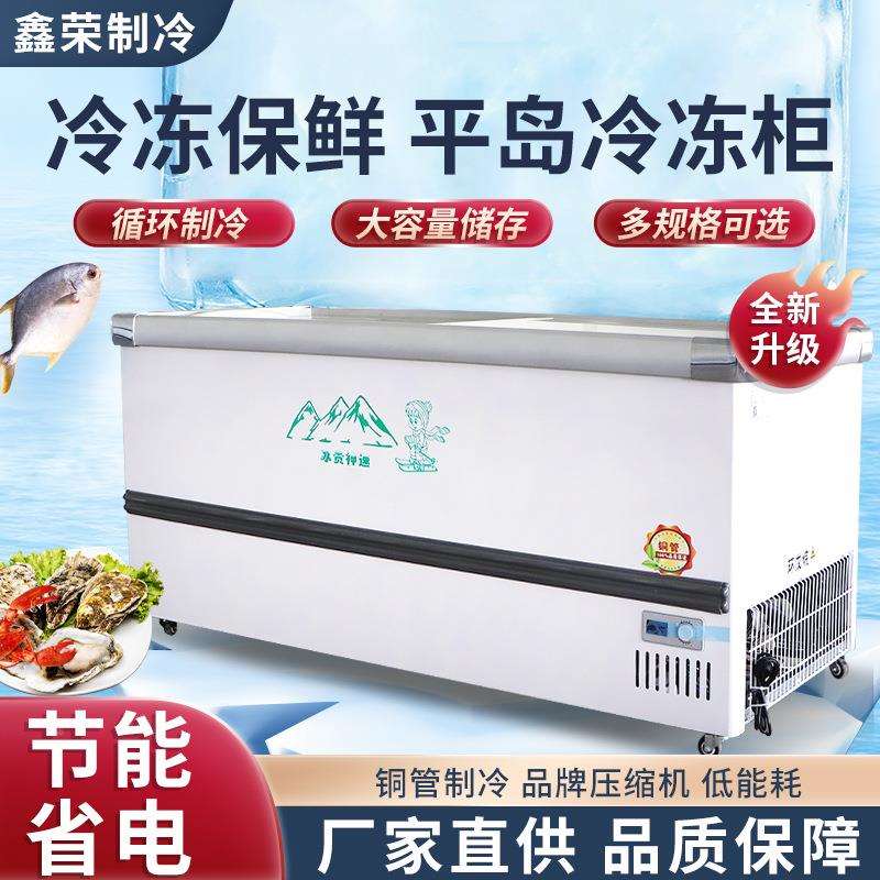 冰商用超大容量平岛冷冻柜柜速冻卧式冰箱冷柜铜制保鲜柜管837超