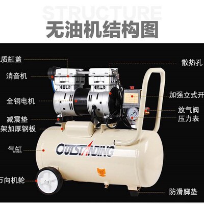 热销空压机980W-30L小型静音汽修无油气泵22O0v装修木工喷漆气泵