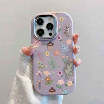 栗子碎花小胖墩新款适用苹果16pro手机壳iphone17promax小米15华为mate70pura80荣耀x200K60nova14opporeno13