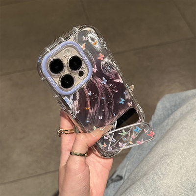 七彩蝴蝶镜面支架适用苹果16promax手机壳iPhone14Pro11小米15华为mate70P60K80荣耀300x200opporeno13nova12