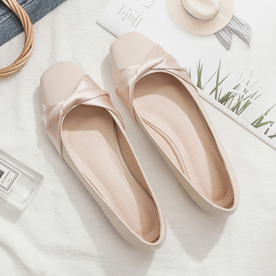 2020春季新款方头浅口晚晚鞋温柔百搭网红平底仙女风单鞋女瓢鞋女