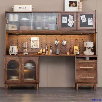 源头家销北美黑胡桃木高柜酒柜餐厂桌一体墙多靠功能直收DWV纳餐