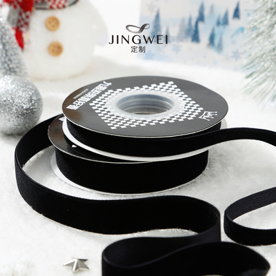 圣诞节黑色植绒丝带金丝绒天鹅绒