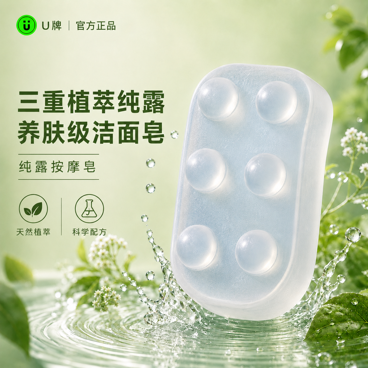 U牌纯露按摩皂氨基酸温和洁面清爽沐浴无刺激两用皂纯露养肤男女