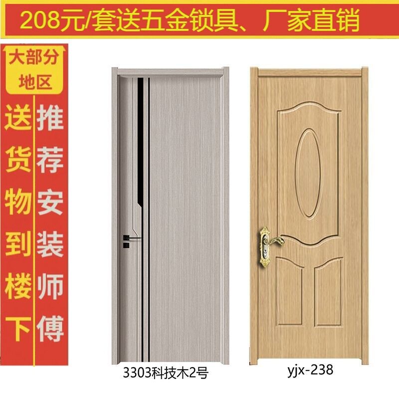 实木复合白色黑色简约碳晶CPL生态漆室内卧室木门供应链贸易工厂