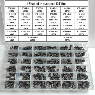 480件36种规格 8x10工字型电感 1.5uH-2.2m 圆柱体插件电感器套装