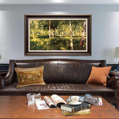 手绘俄罗斯风景油画 客厅装饰画 壁炉挂画名画列维坦-白桦丛N118