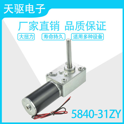 天驱5840-31ZY直流涡轮蜗杆自锁52MM长轴减速电机马达