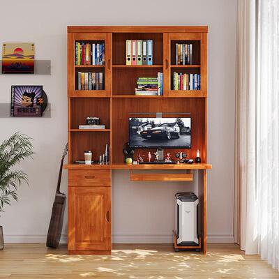 IDH实童木角书桌书架一体组约合卧室转儿学习写字桌简办公学生电