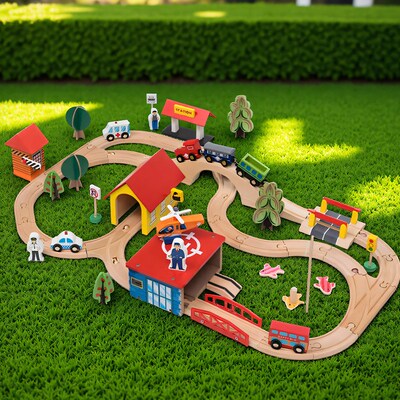 兼容brio火车轨道玩具hape配件积木儿童电动小轨道车高级套装男孩