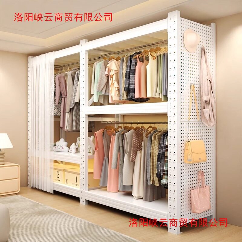 开放式货架衣柜简易组装家用卧室出租房用收纳钢制落地金属挂衣架