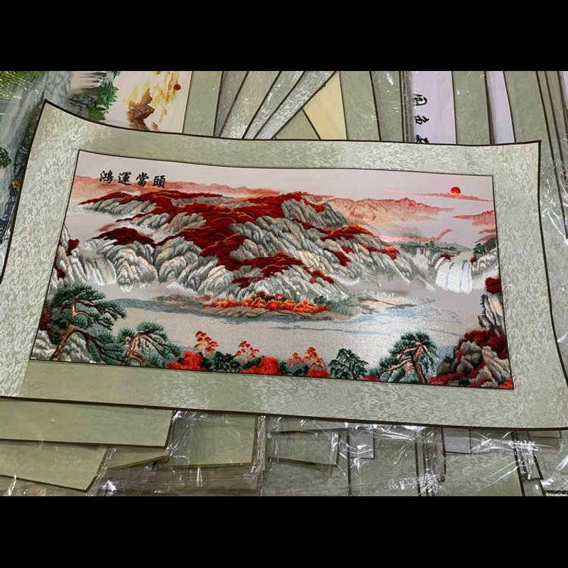 苏绣蜀绣成品真丝刺绣新中式牡丹国色天香客厅挂画餐厅玄关装饰画