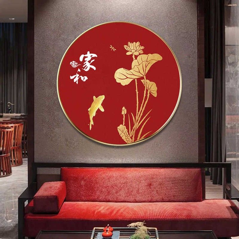 中式钻石画2025新款家和荷花5d点贴钻十字绣圆形客厅卧室餐厅满钻