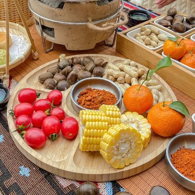 速发围炉煮茶点果盘四宫格小吃盘子中意果盘创式托盘糕点盘干心盘