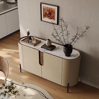 入户关玄意柜式极简岩板餐边柜马鞍进门皮储72728物柜客厅靠墙储