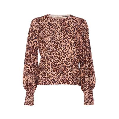 TWINSET 女士 FW25 毛衣 豹紋提花圓領套頭衫