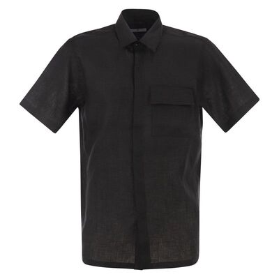 PT Torino 男士 SS26 衬衫 短袖亚麻布织(自然色)