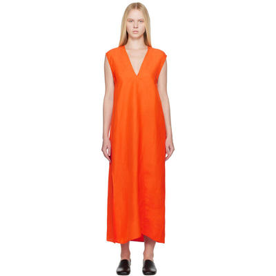 Studio Nicholson 女士 SS25 中长连衣裙 橙色 Lise Linen 连衣裙