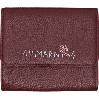 Marni 玛尼 男士 卡包 Marni 酒红色 Marni Mending Leather Flap