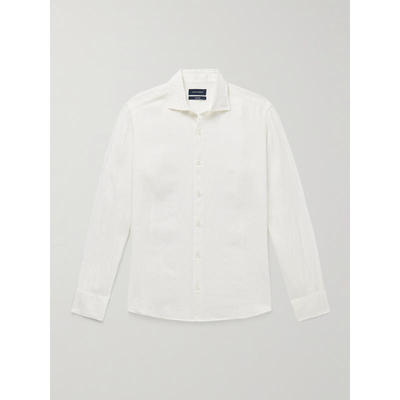 Thom Sweeney 男士 FW25 衬衫 修身剪口领亚麻衬衫