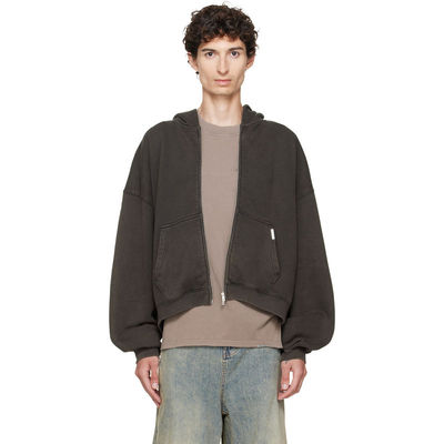 Represent 男士 卫衣 棕色 Initial Boxy Oversized Zip 连帽衫