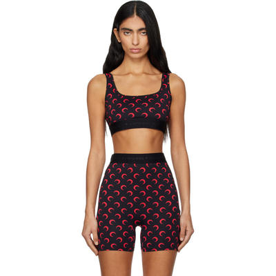 Marine Serre 女士 运动文胸 独家发售黑色 Recycled Moon Jersey