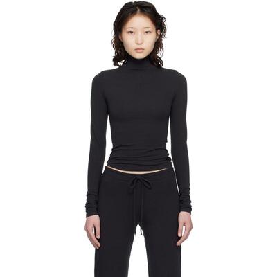 SKIMS 女士 上衣 黑色 Cotton Jersey Turtleneck T恤