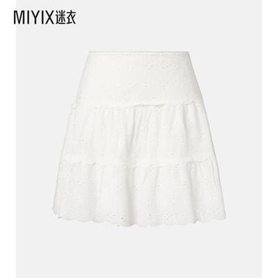 RIXO 女款Cassandra 齿纹棉质迷你半身裙 迷衣时尚