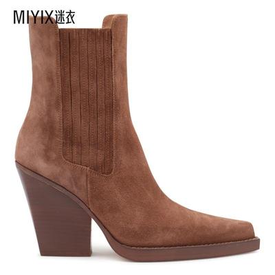 Paris Texas 女款DALLAS 棕色皮质靴子 迷衣时尚