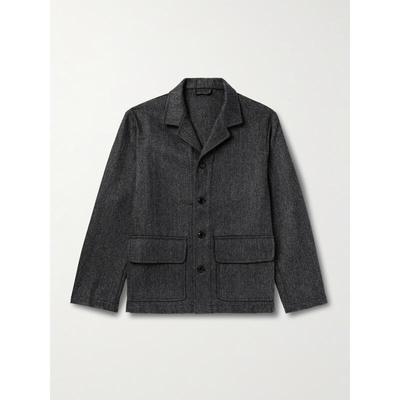 MILES LEON 男士 夹克 Traveler 人字纹羊毛羊绒混纺衬衫式夹克