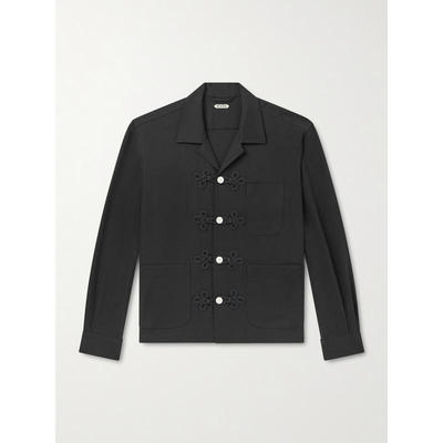 Bode 男士 SS26 衬衫 Astor Trillium Camp-Collar 刺绣羊毛