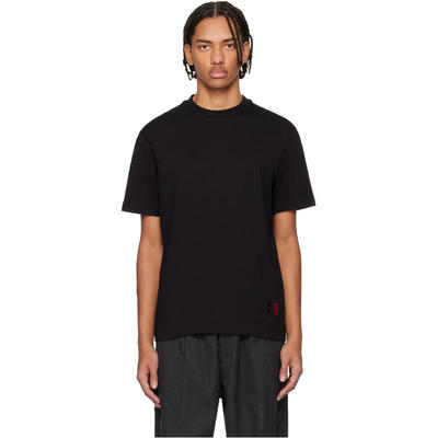 Hugo 雨果 男士 T恤 黑色 Gradient-Logo Cotton Jersey