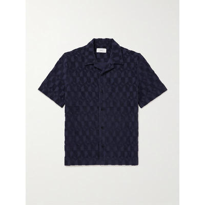 MR P. 男士 FW25 衬衫 Camp-Collar 有机棉质厚绒布提花衬衫