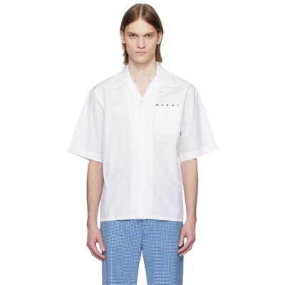 Marni 玛尼 男士 衬衫 白色 Poplin Bowling Hidden Logo