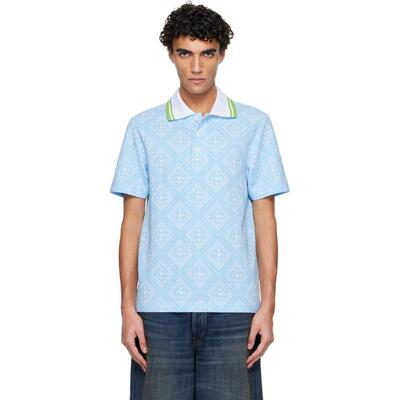 Casablanca 男士 POLO衫 蓝色  白色提花 Polo 衫