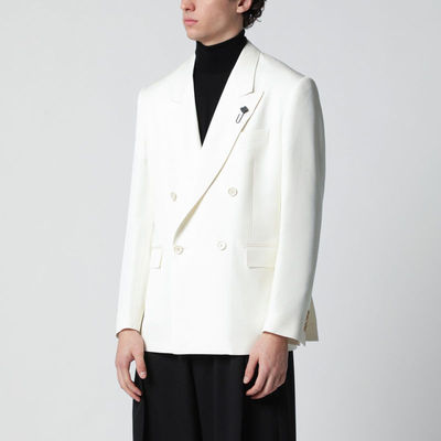Lardini 男士 SS26 夹克 白色粘胶纤维双排扣套装