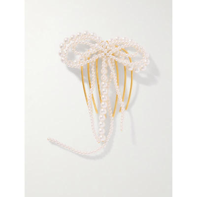 Completedworks 女士 CO 发夹 镀金人造珍珠发梳