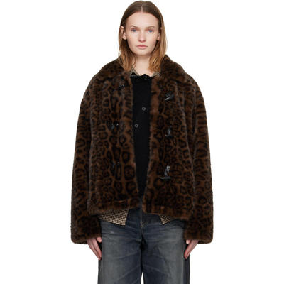 Andersson Bell 女士 夹克 棕色豹纹人造毛皮栓扣