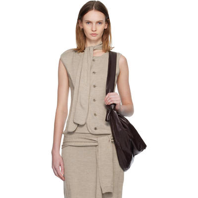 Lemaire 勒梅尔 女士 开衫 驼色 Asymmetrical Sleeveless