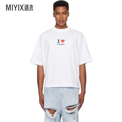 Vetements 男款白色 I Love Logos Cropped Boxy T 恤 迷衣时尚