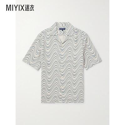 Frescobol Carioca 男款Roberto Camp-Collar 印花亚麻衬衫 迷衣