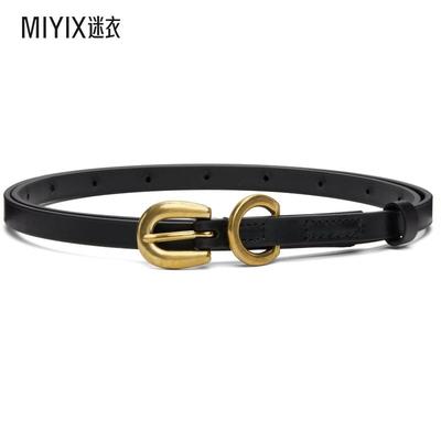 Auralee 男款黑色 Leather Narrow 腰带 迷衣时尚