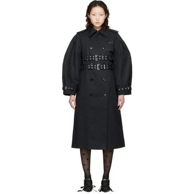 Ganni 甘尼 女士 SS25 风衣 黑色 Bonded Cotton