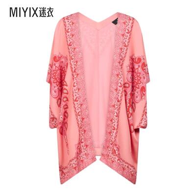 【春夏新品】Etro艾绰 女款不对称KESA 同色印花斗篷 迷衣时尚