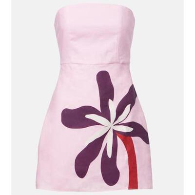 Cala De La Cruz 女士 短款连衣裙 Roma 花朵亚麻迷你连衣裙