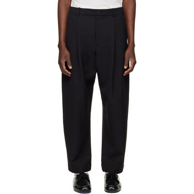 Studio Nicholson 男士 SS26 长裤 黑色 Tuck Pleated