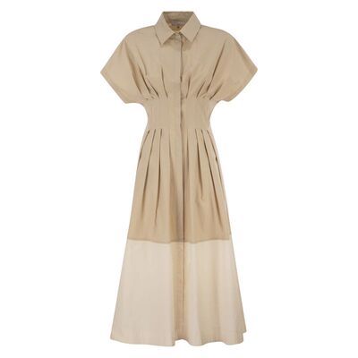 Antonelli Firenze 女士 SS26 连衣裙 棉质弹力褶裥束腰衬衫式