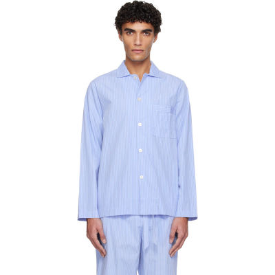 Tekla Fabrics 男士 睡衣 蓝色 Poplin Long-Sleeved