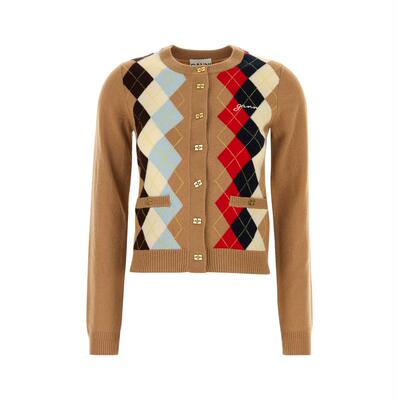 Ganni 甘尼 女士 SS26 开衫 驼色羊毛混纺针织